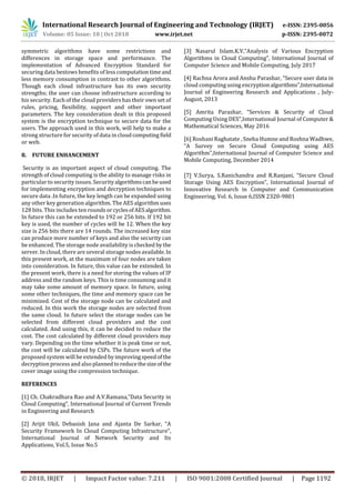IRJET- Cloud Data Security using AES Algorithm | PDF