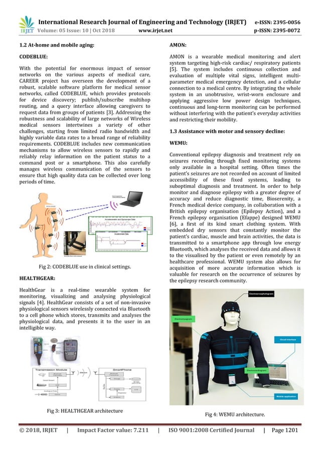 IRJET- Applications of Wireless Sensor Networks in Healthcare: An Overview of the Areas of ...