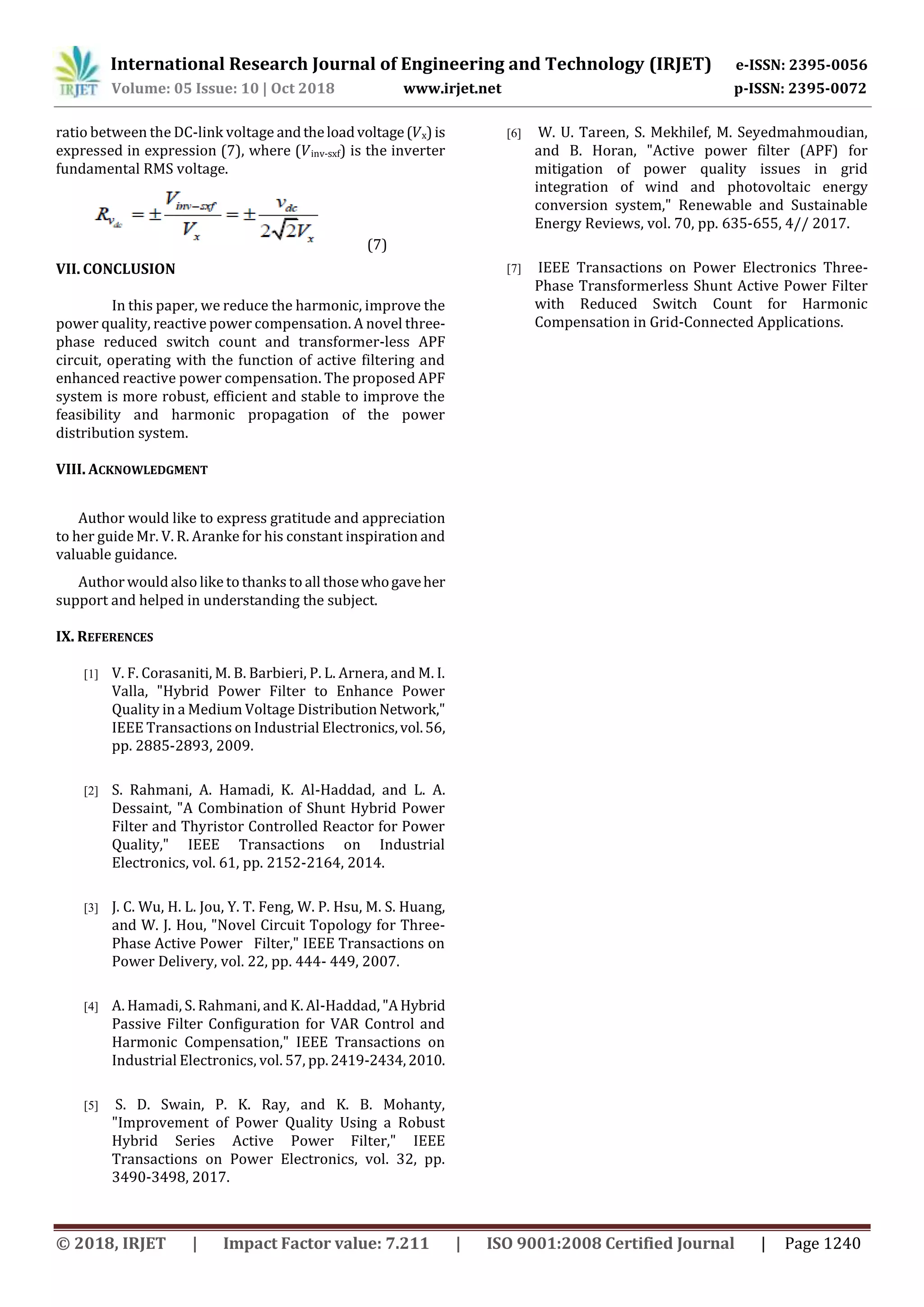 IRJET- Power Quality Improvement using Active Power Filter | PDF