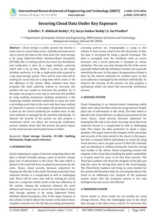 IRJET- Securing Cloud Data Under Key Exposure | PDF | Cloud Computing | Internet