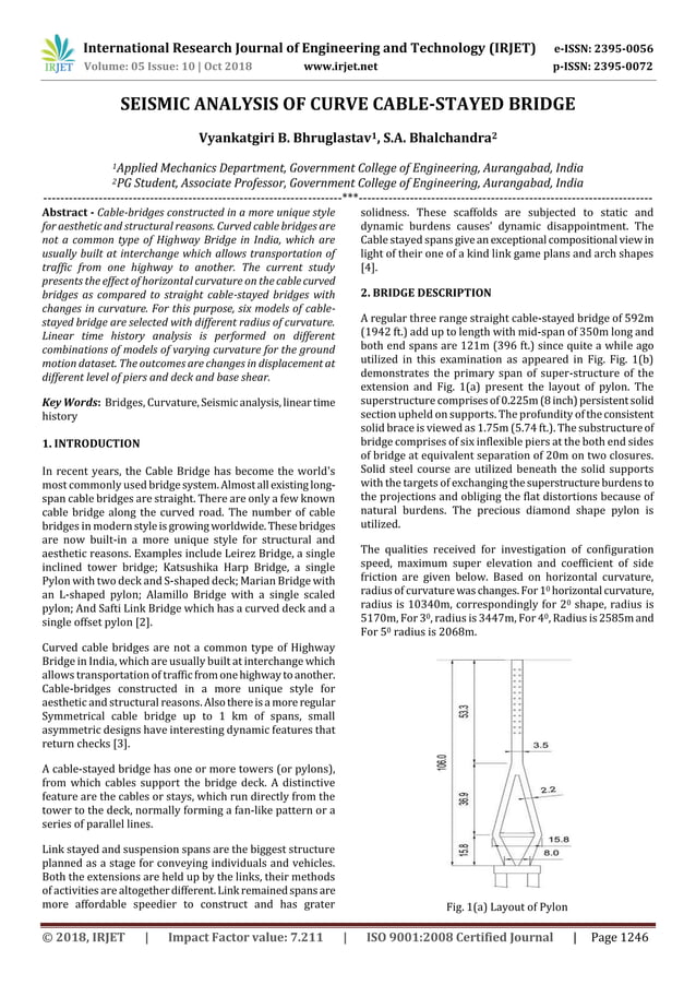 IRJET- Seismic Analysis of Curve Cable-Stayed Bridge | PDF