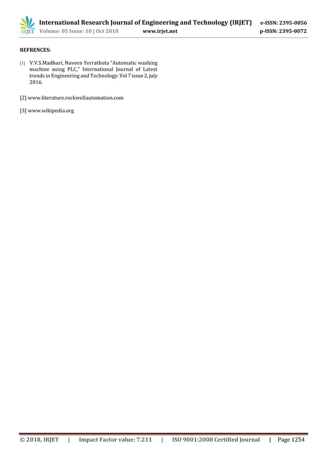 IRJET- PLC based Washing Machine | PDF IRJET- PLC based Washing Machine | PDF