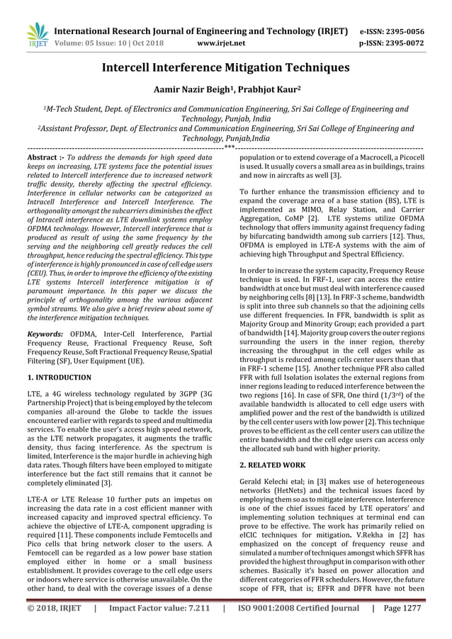 Irjet Intercell Interference Mitigation Techniques Pdf