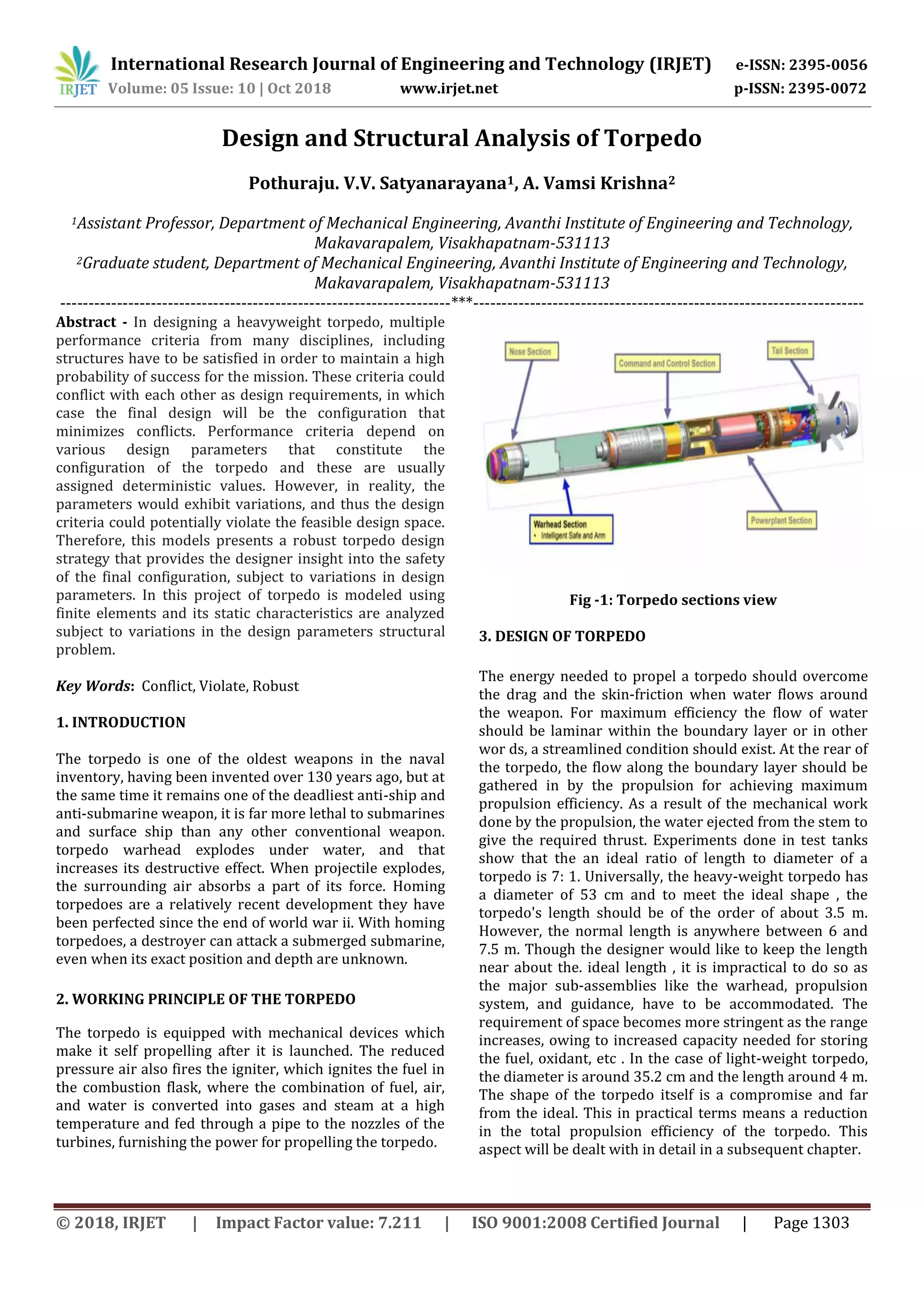 IRJET- Design and Structural Analysis of Torpedo | PDF