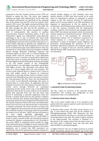 IRJET- Remote HRV Monitoring System for Hypertensive Patients using IoT | PDF