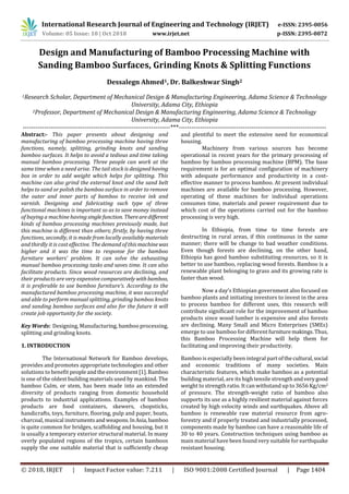 IRJET- Design and Manufacturing of Bamboo Processing Machine with Sanding Bamboo Surfaces ...