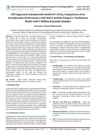IRJET- CFD Approach of Joukowski Airfoil (T=12%), Comparison of its ...