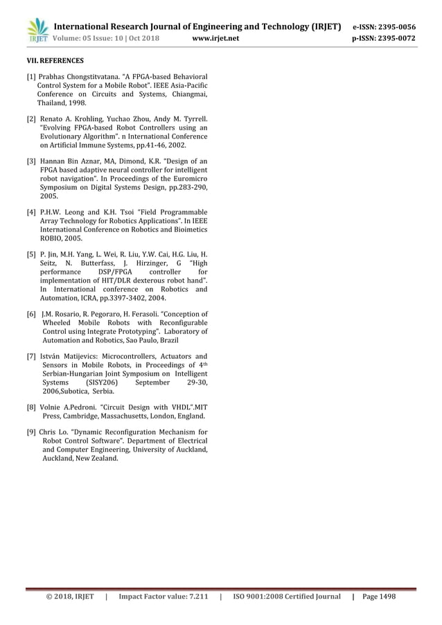 IRJET- FPGA based Controller Design for Mobile Robots | PDF