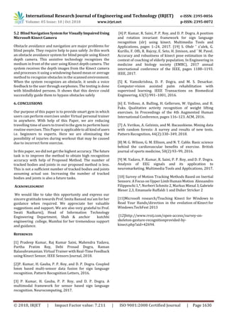 IRJET- Virtual Fitness Trainer with Spontaneous Feedback using a Line of Motion Sensing Input ...