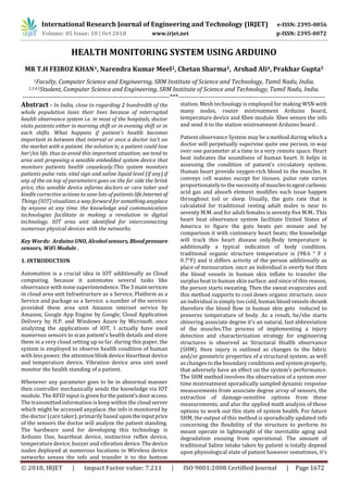 IRJET- Health Monitoring System using Arduino | PDF