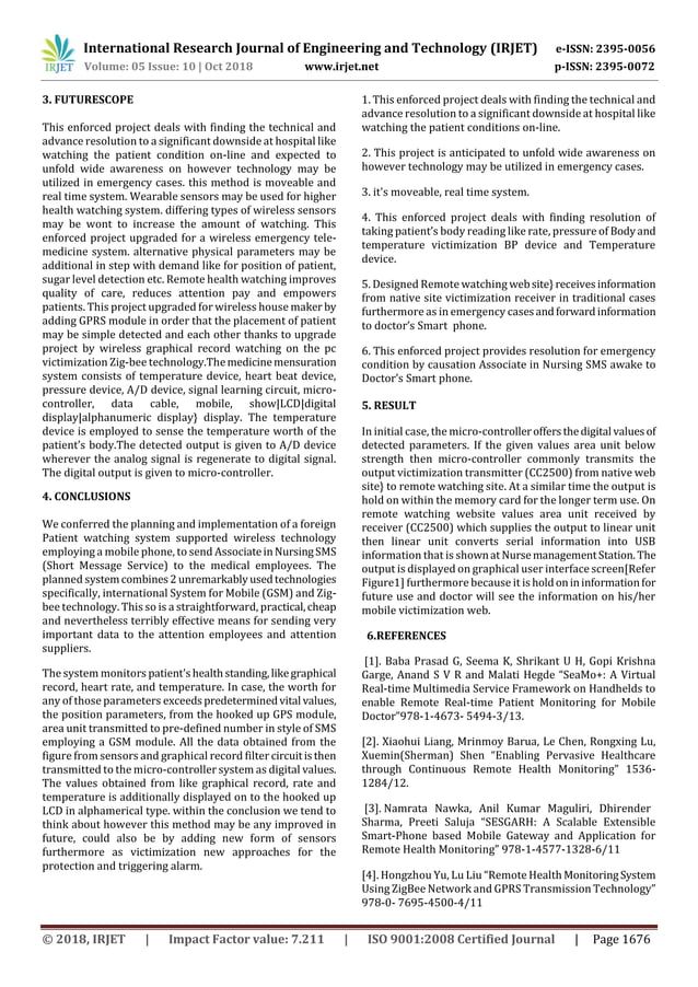 Irjet Health Monitoring System Using Arduino Pdf