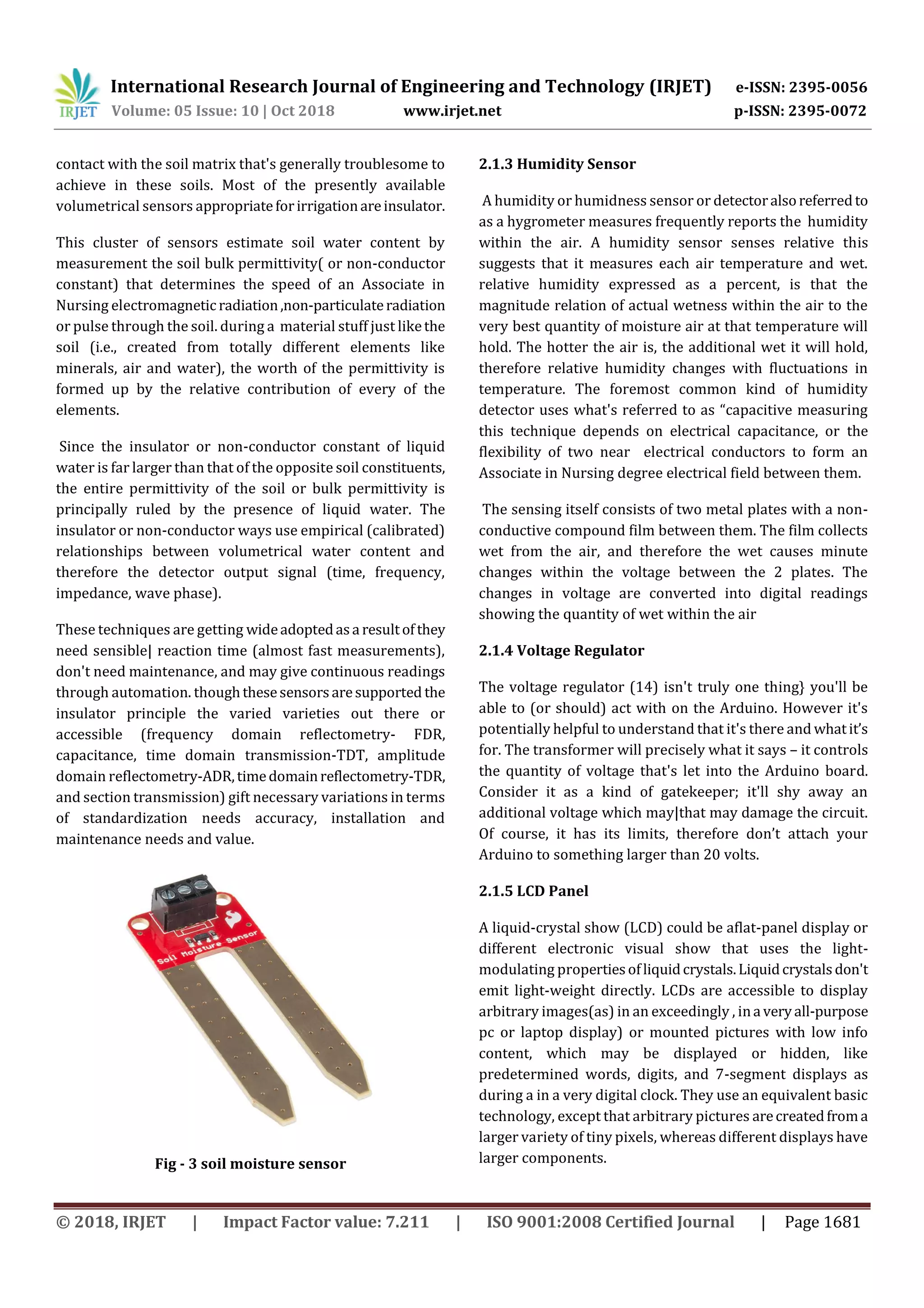 IRJET- Water Irrigation System using Arduino | PDF