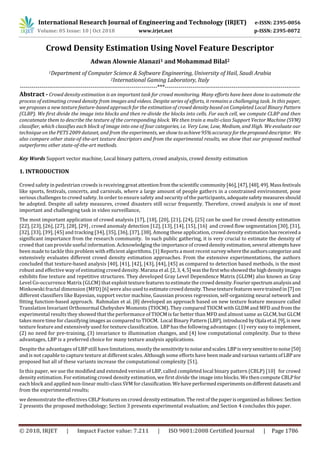 IRJET- Crowd Density Estimation using Novel Feature Descriptor | PDF