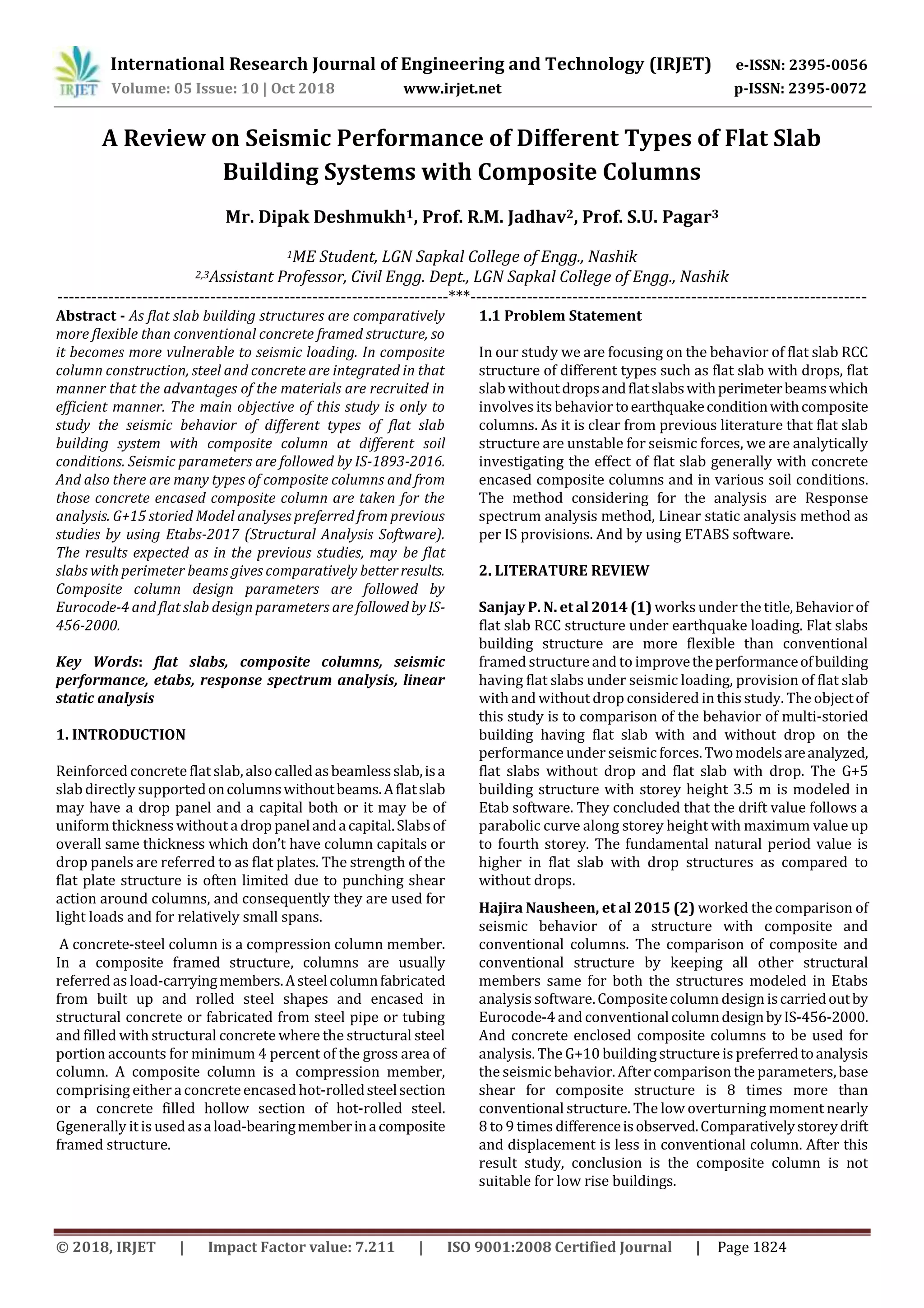 IRJET- A Review on Seismic Performance of Different Types of Flat Slab Building Systems with ...