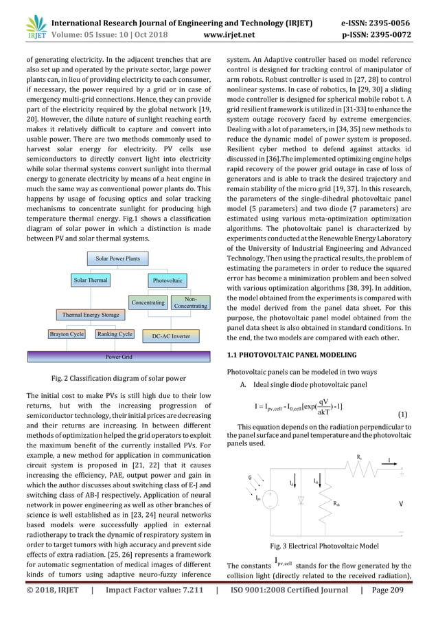 IRJET- Comparison between Ideal and Estimated PV Parameters using Evolutionary Algorithms | PDF