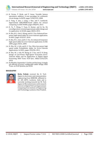 IRJET- A Review of Approximate Adders for Energy-Efficient Digital Signal Processing | PDF