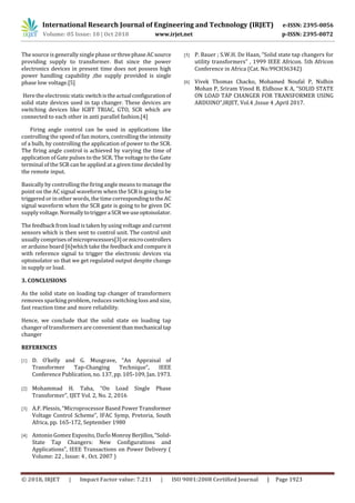 IRJET- Tap Changing using Solid State Devices for Single Phase ...