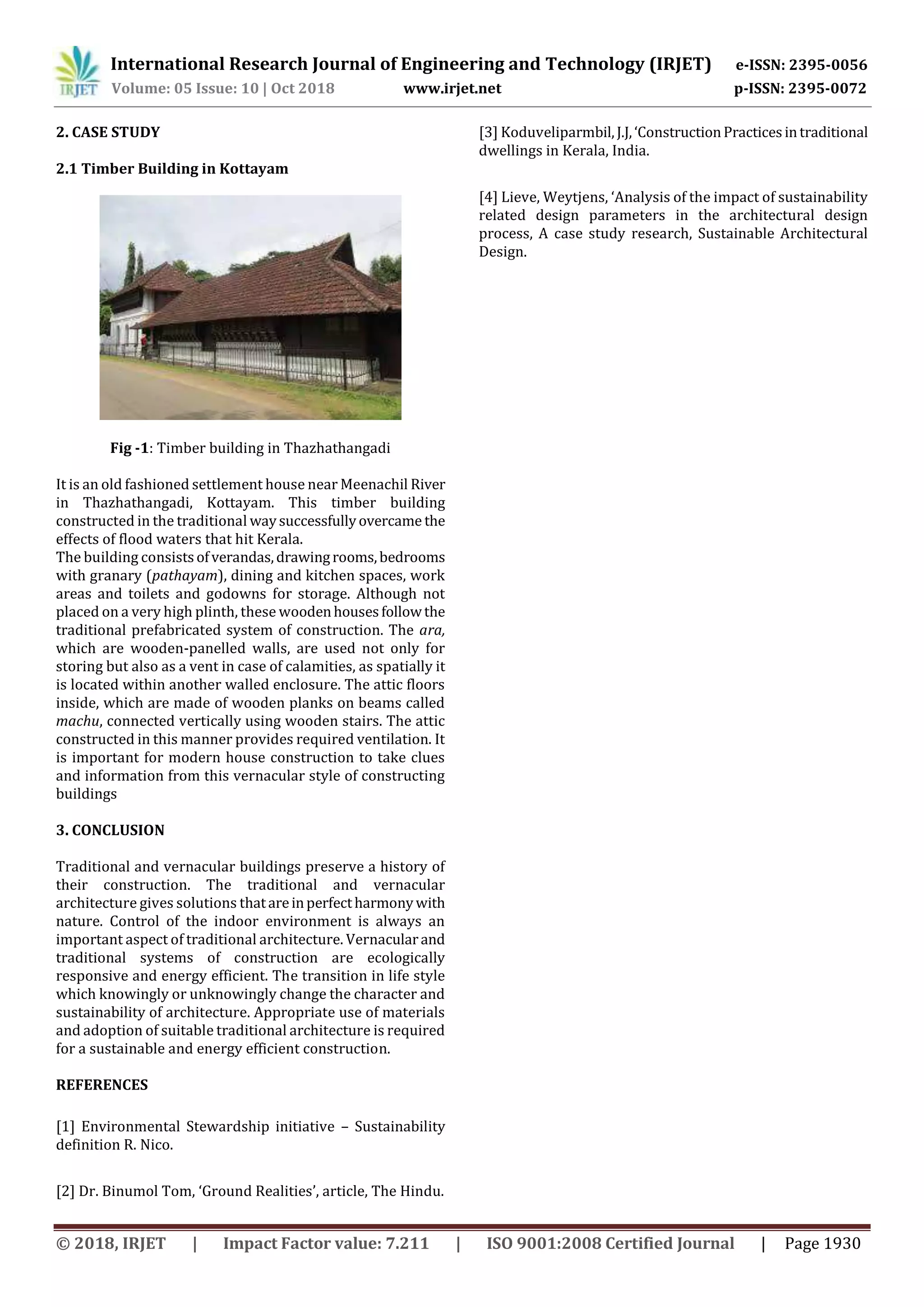 IRJET- Traditional Architecture of Kerala and Sustainability | PDF