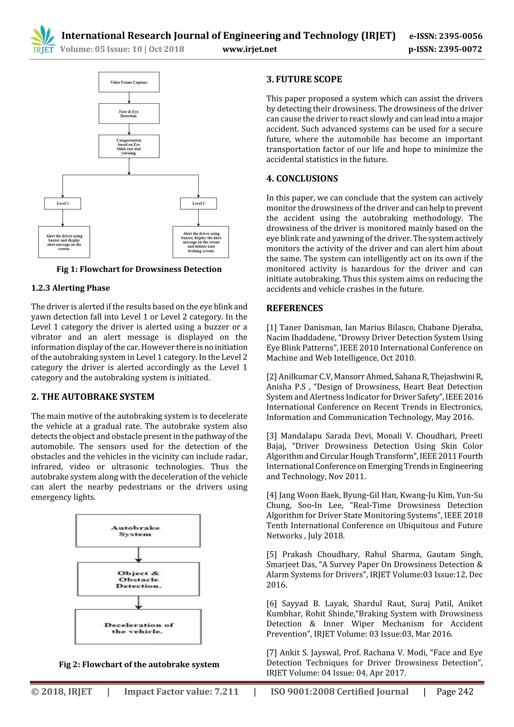 IRJET- Driver Drowsiness Detection and Autobraking System for Accident Prevention | PDF