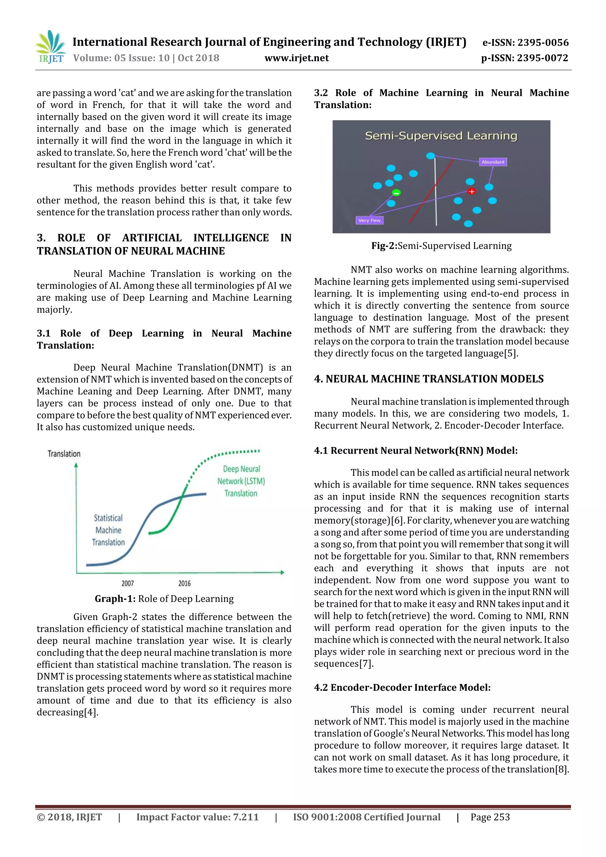 IRJET- Applications of Artificial Intelligence in Neural Machine Translation | PDF