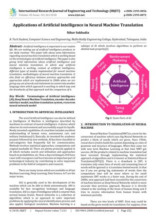 IRJET- Applications of Artificial Intelligence in Neural Machine Translation | PDF