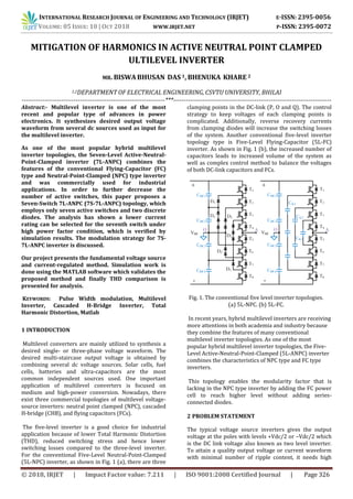 IRJET- Mitigation of Harmonics in Active Neutral Point Clamped Multilevel Inverter | PDF