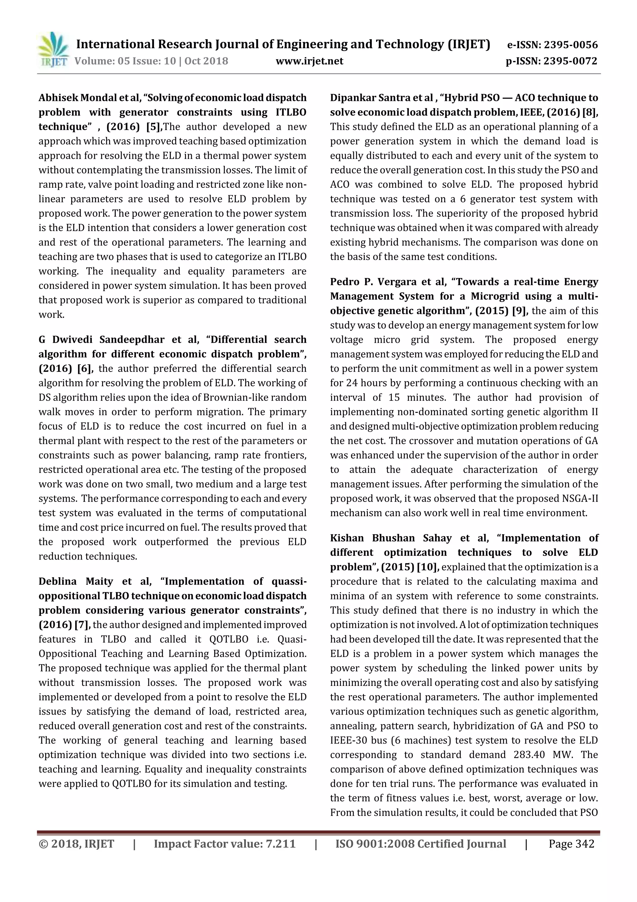 Irjet Particle Swarm Intelligence Based Dynamics Economic Dispatch With Daily Load Patterns