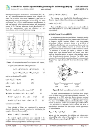 IRJET- Artificial Neural Network Algorithm for Acoustic Echo Cancellation Applications | PDF