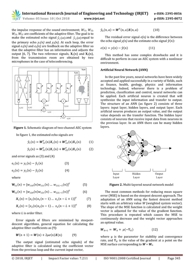 IRJET- Artificial Neural Network Algorithm for Acoustic Echo Cancellation Applications | PDF