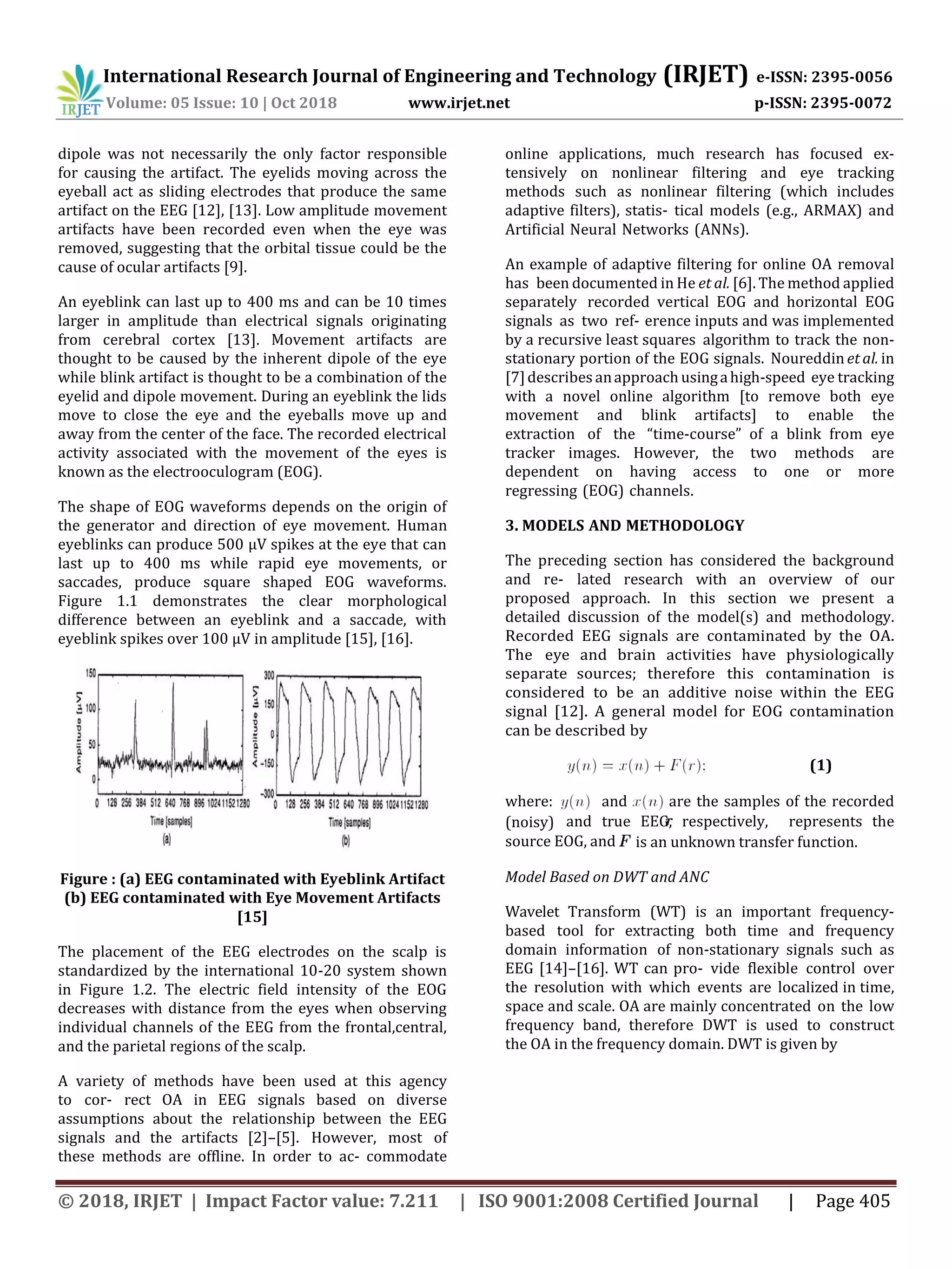 IRJET- An Efficient Approach for Removal of Ocular Artifacts in EEG-Brain Computer Interface ...
