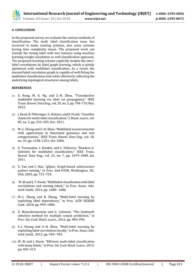 IRJET- Multi Label Document Classification Approach using Machine Learning Techniques: A Survey ...