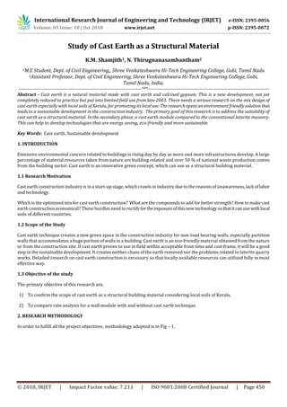 IRJET- Study of Cast Earth as a Structural Material | PDF