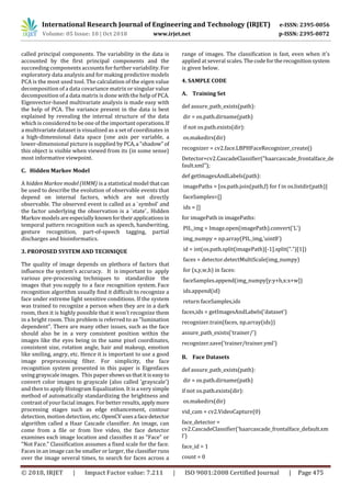 IRJET- Face Detection and Recognition using OpenCV | PDF