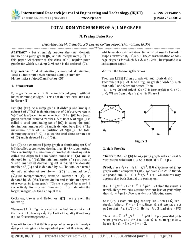 IRJET- Total Domatic Number of a Jump Graph | PDF