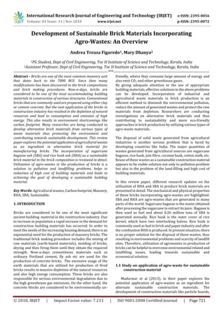 IRJET- Development of Sustainable Brick Materials Incorporating Agro ...