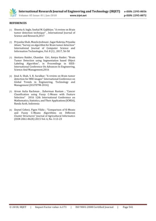 IRJET-A Review on Brain Tumor Detection using BFCFCM Algorithm | PDF