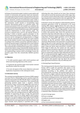 IRJET- Automatic Generation of Question Paper using Blooms Taxonomy | PDF