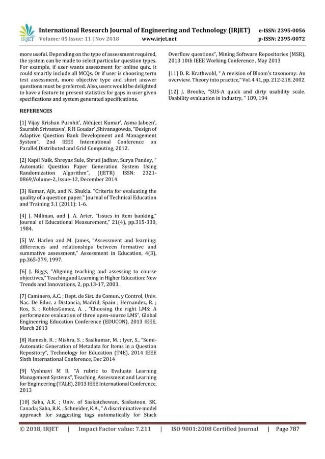 IRJET- Automatic Generation of Question Paper using Blooms Taxonomy | PDF