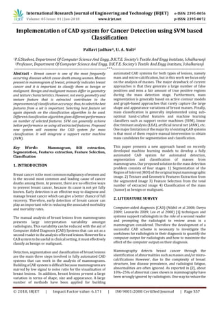 IRJET-Implementation of CAD system for Cancer Detection using SVM based Classification | PDF
