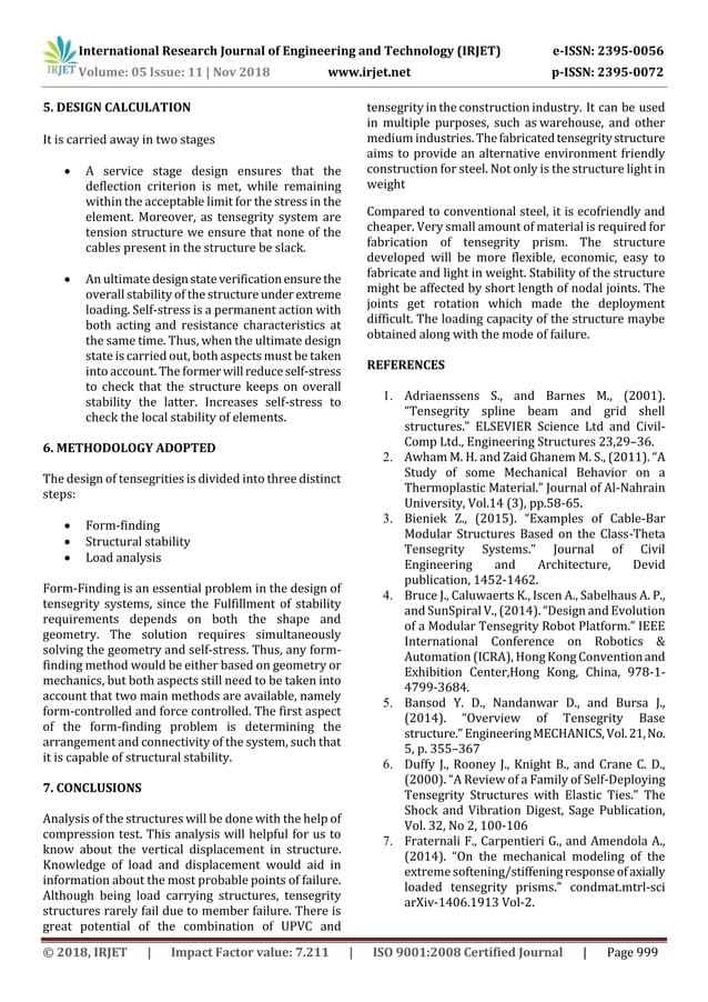 IRJET- Review Paper of Tensegrity Structure | PDF