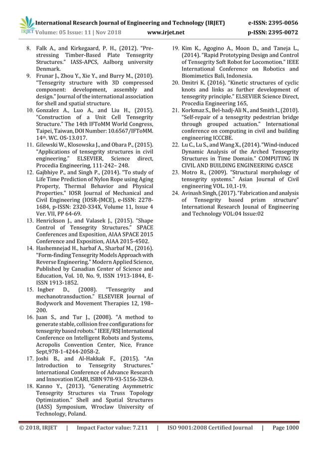 IRJET- Review Paper of Tensegrity Structure | PDF