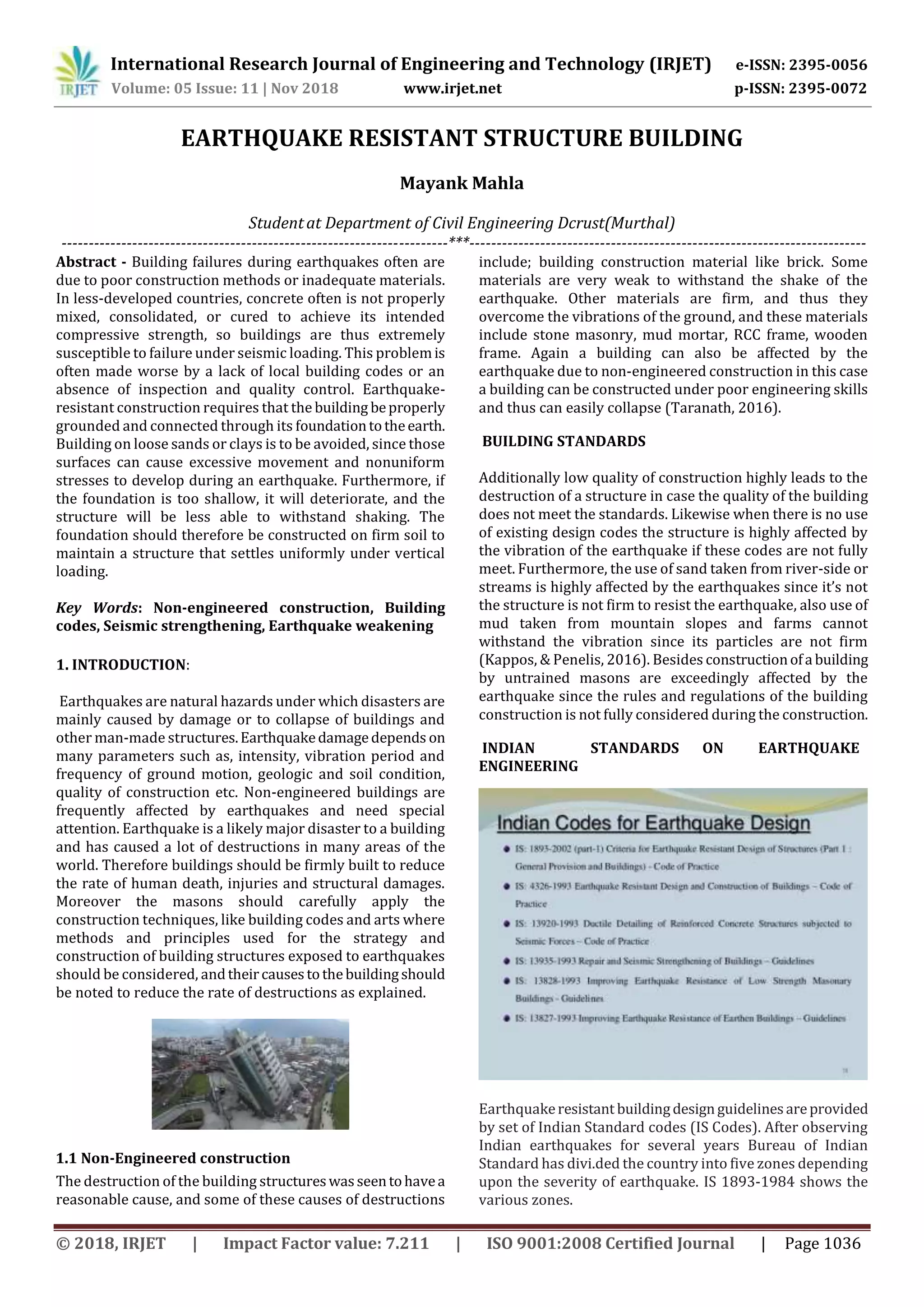 IRJET- Earthquake Resistant Structure Building | PDF