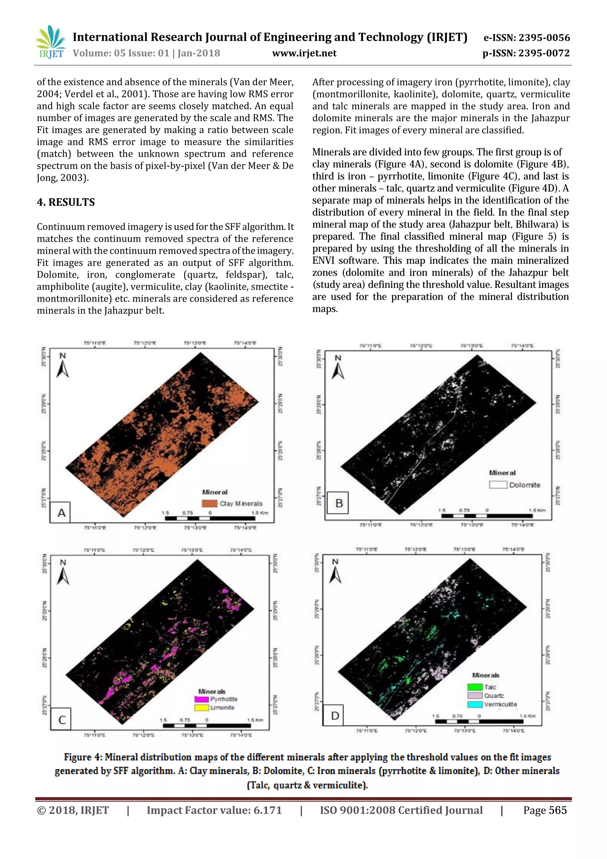 IRJET-Mapping of Mineral Zones using the Spectral Feature Fitting Method in Jahazpur belt ...