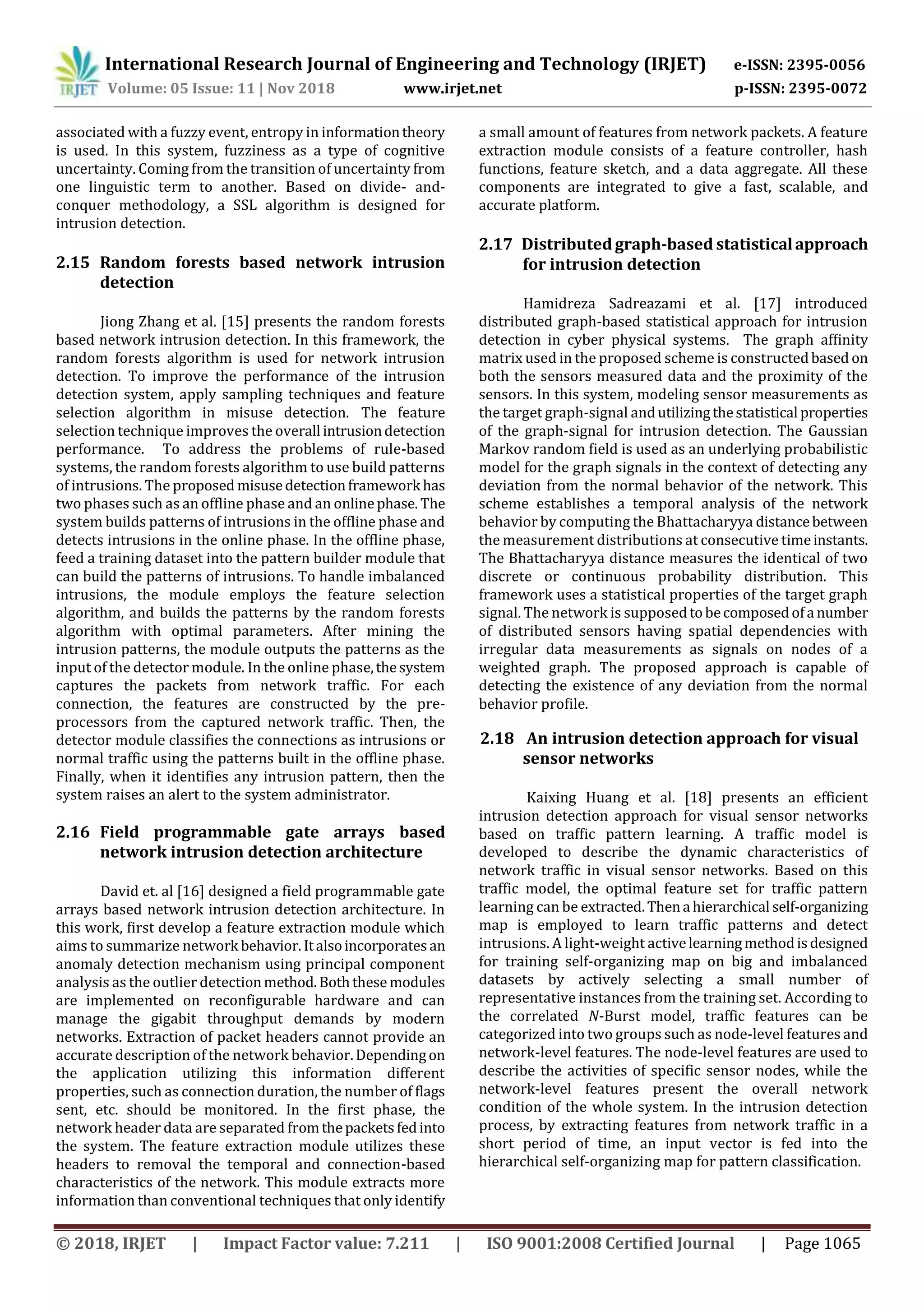 IRJET- Genetic Algorithm based Intrusion Detection-Survey | PDF