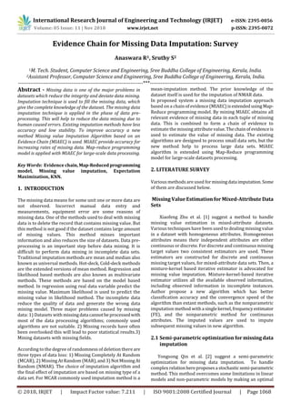 IRJET- Evidence Chain for Missing Data Imputation: Survey | PDF