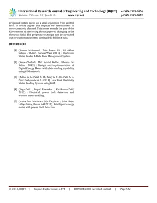 IRJET-IoT based Smart Electricity Meter and Power Theft Detection | PDF