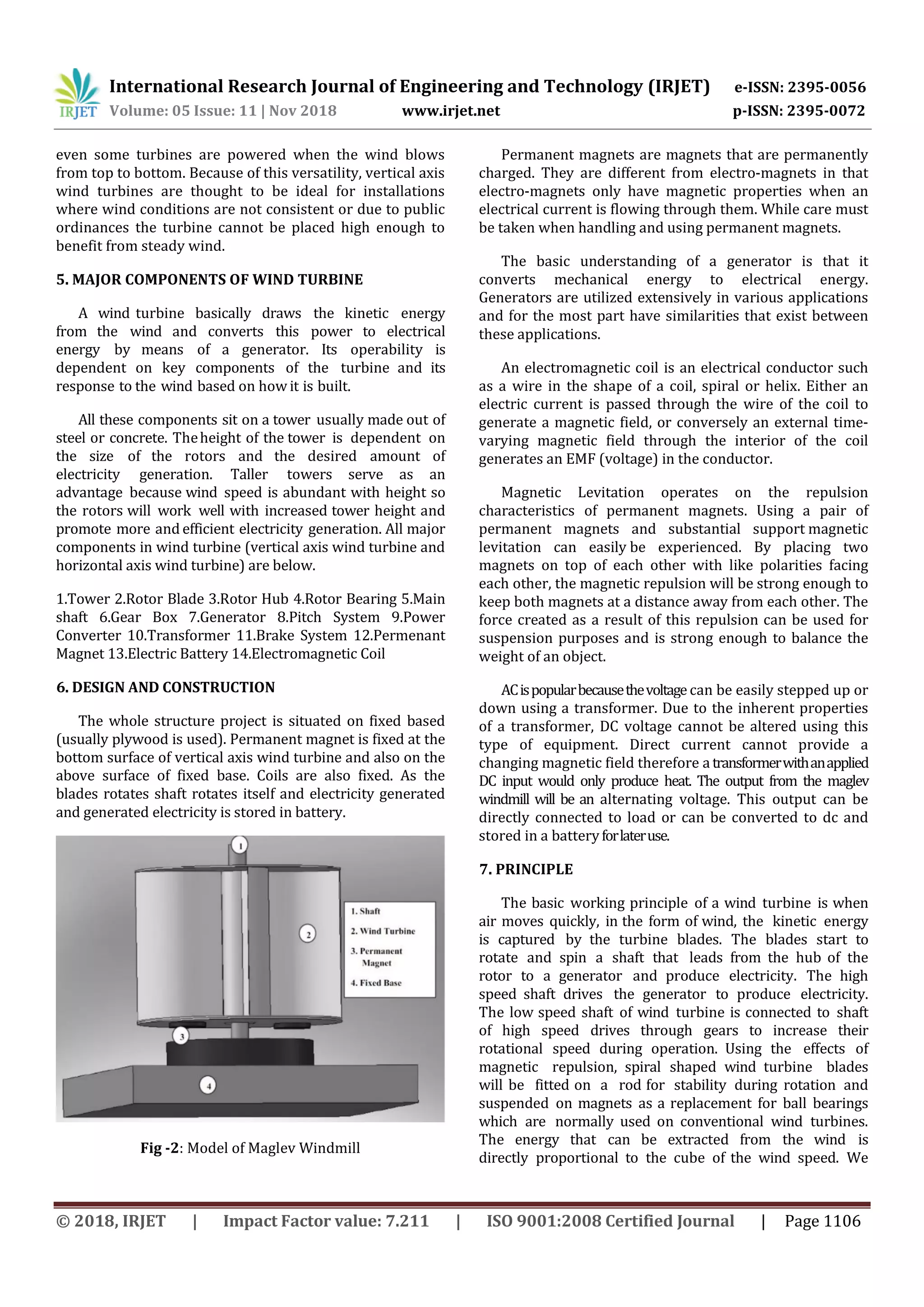 IRJET- Electricity Generation by Maglev Windmill | PDF