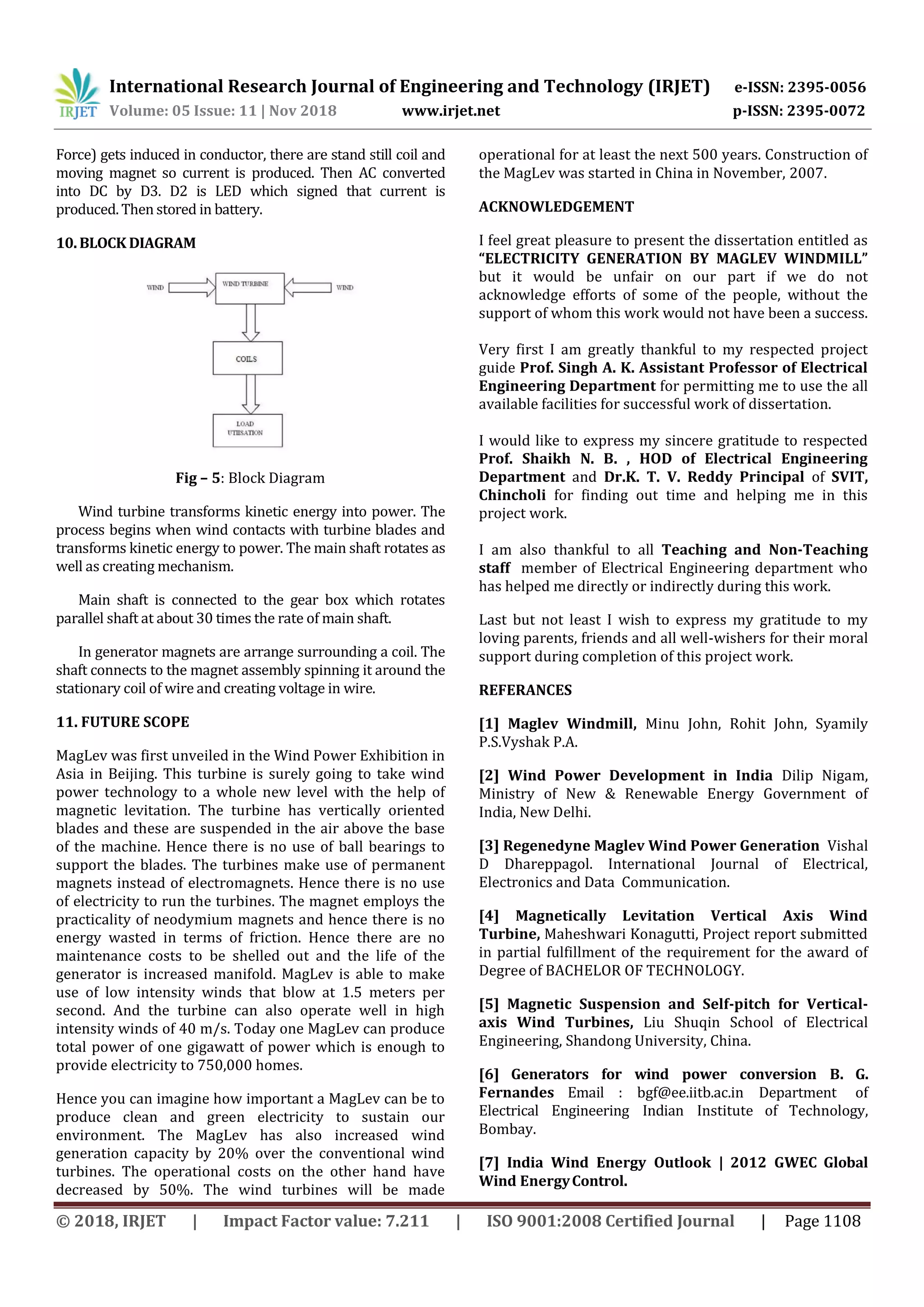 IRJET- Electricity Generation by Maglev Windmill | PDF