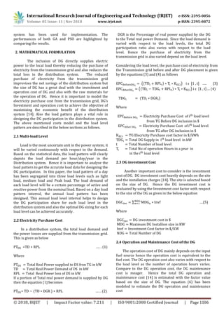 IRJET- Maximization of Net Profit by Optimal Placement and Sizing of DG in Distribution System | PDF
