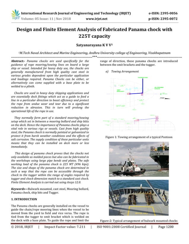IRJET- Design and Finite Element Analysis of Fabricated Panama Chock with 225T Capacity | PDF